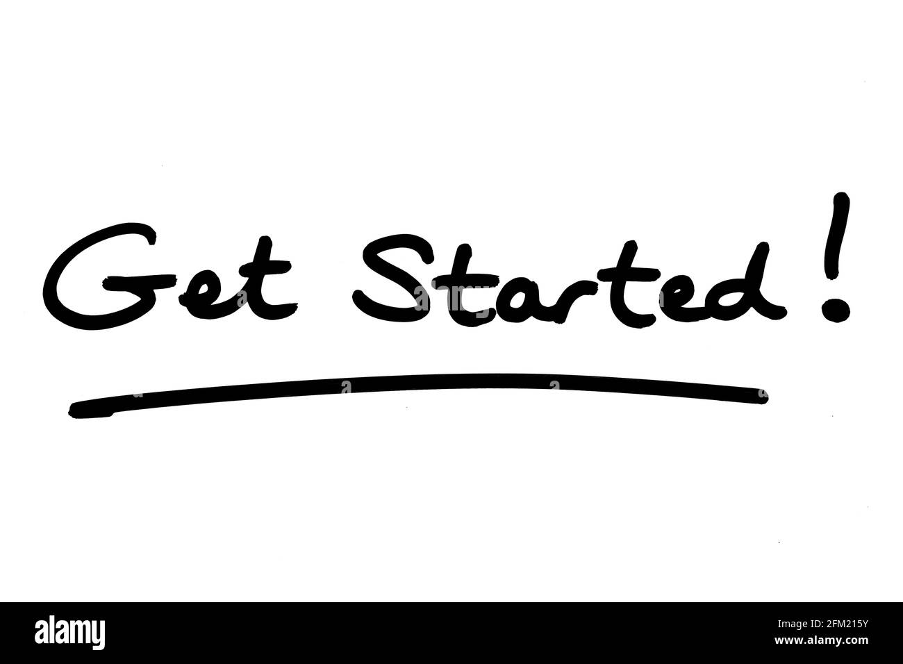 Get Started! handwritten on a white background Stock Photo - Alamy