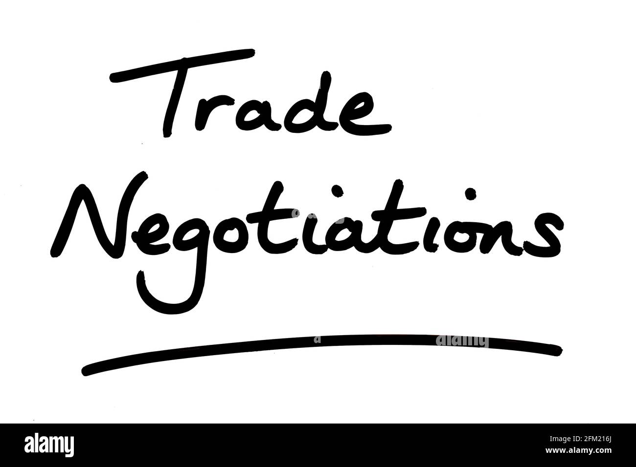 Trade Negotiations, handwritten on a white background Stock Photo - Alamy