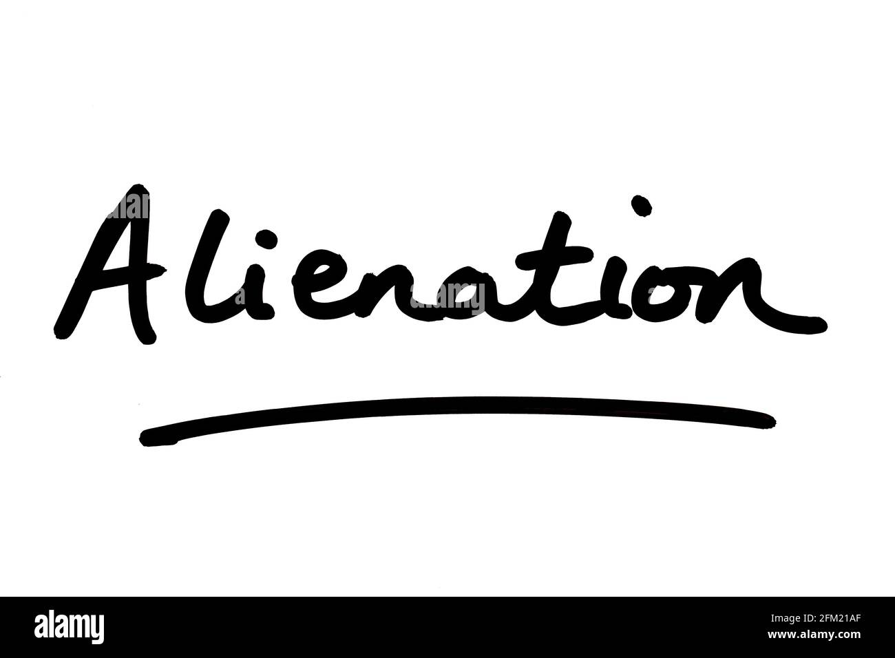 Alienation, handwritten on a white background Stock Photo - Alamy