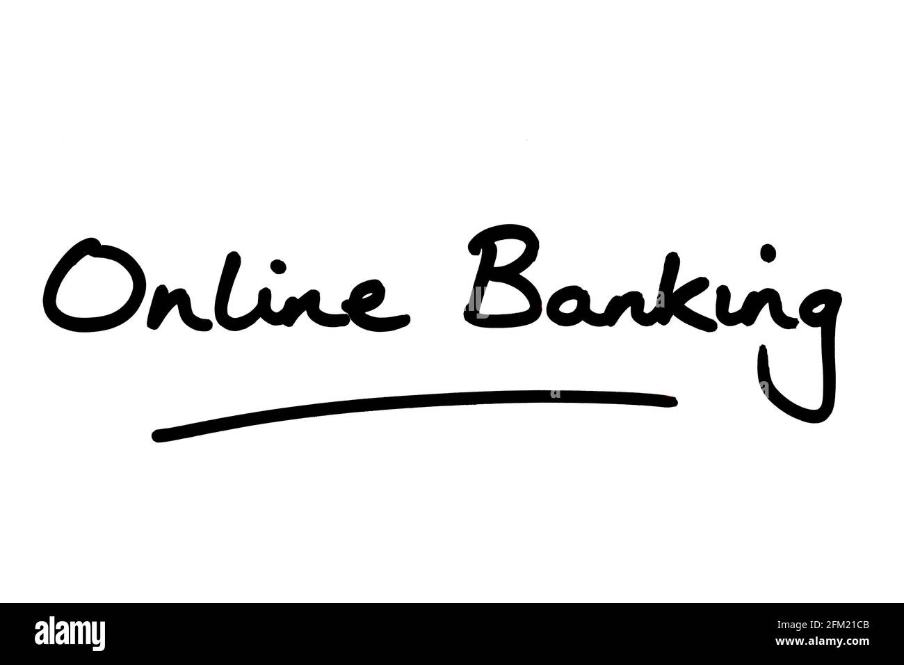 Online Banking, handwritten on a white background Stock Photo - Alamy