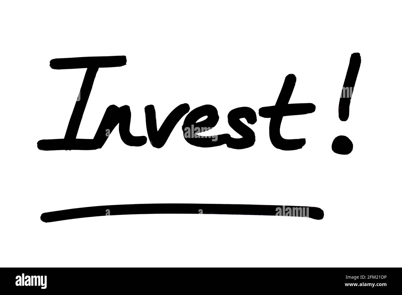 Invest! handwritten on a white background Stock Photo - Alamy