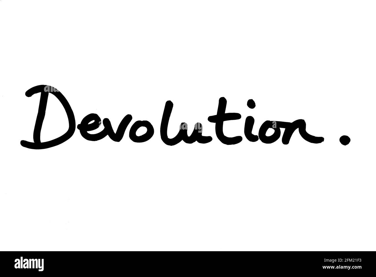 Devolution, handwritten on a white background Stock Photo - Alamy