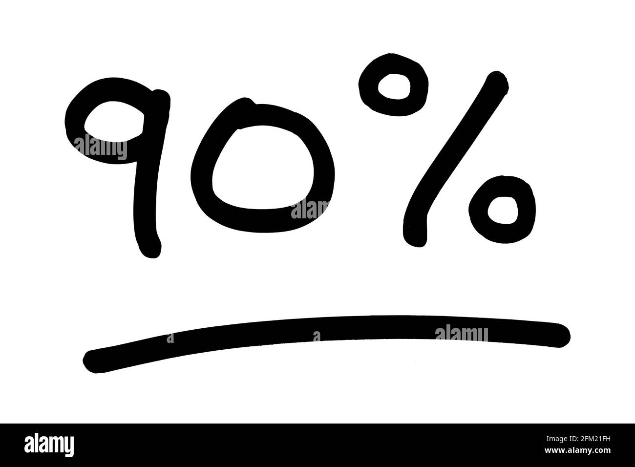 90 Percent, handwritten on a white background Stock Photo - Alamy