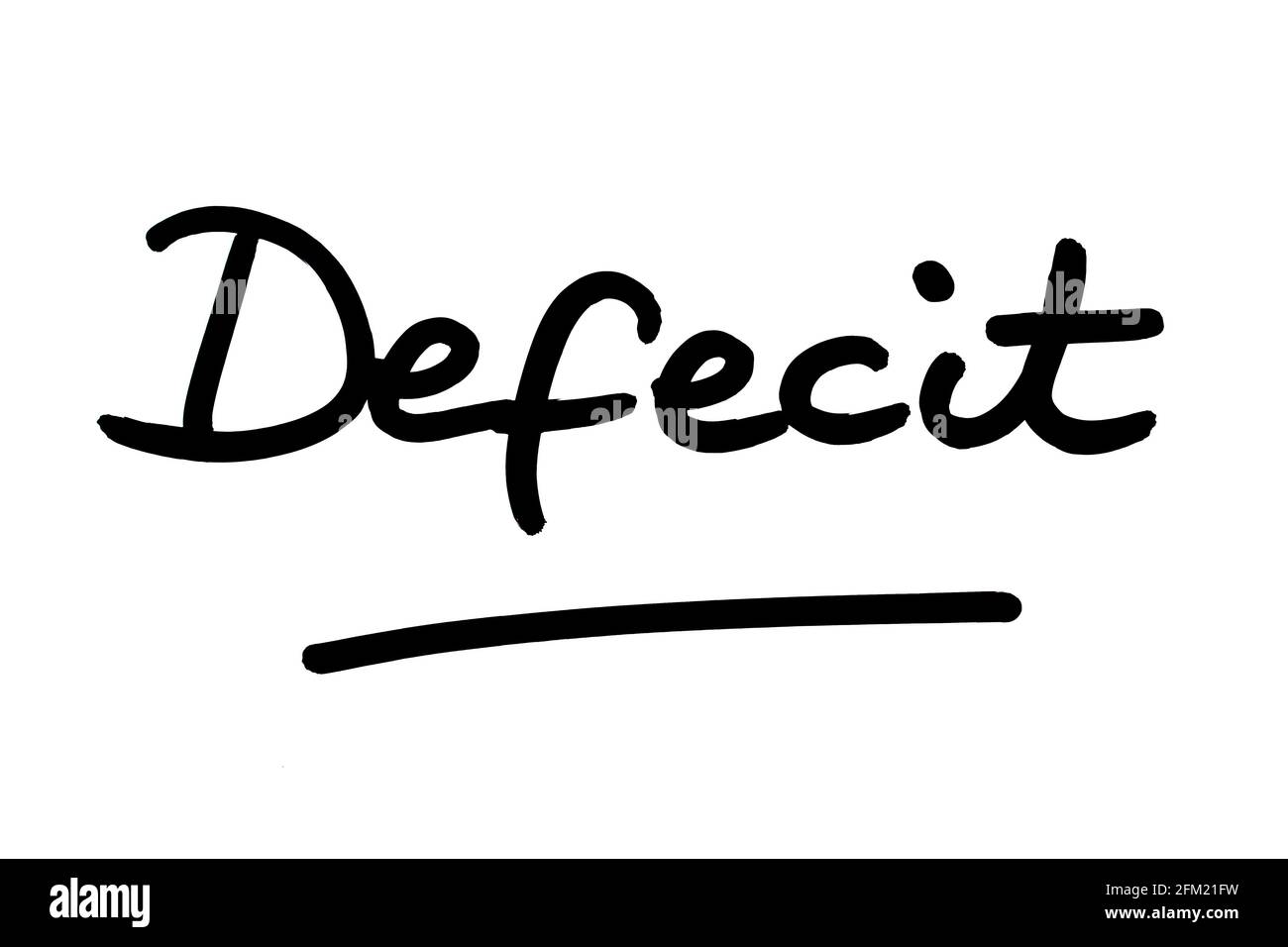 Deficit, handwritten on a white background Stock Photo - Alamy