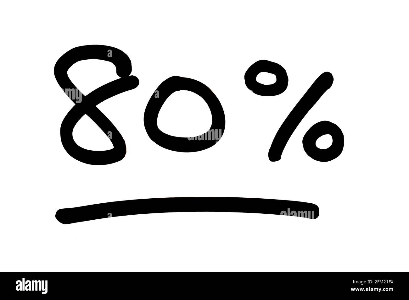 80 Percent, handwritten on a white background Stock Photo - Alamy