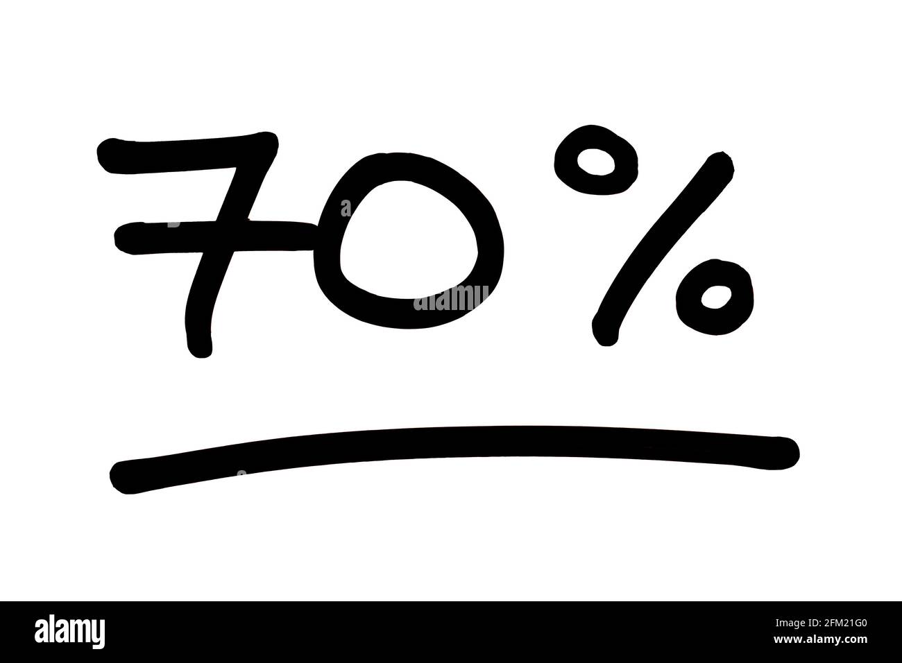 70 Percent, handwritten on a white background Stock Photo - Alamy