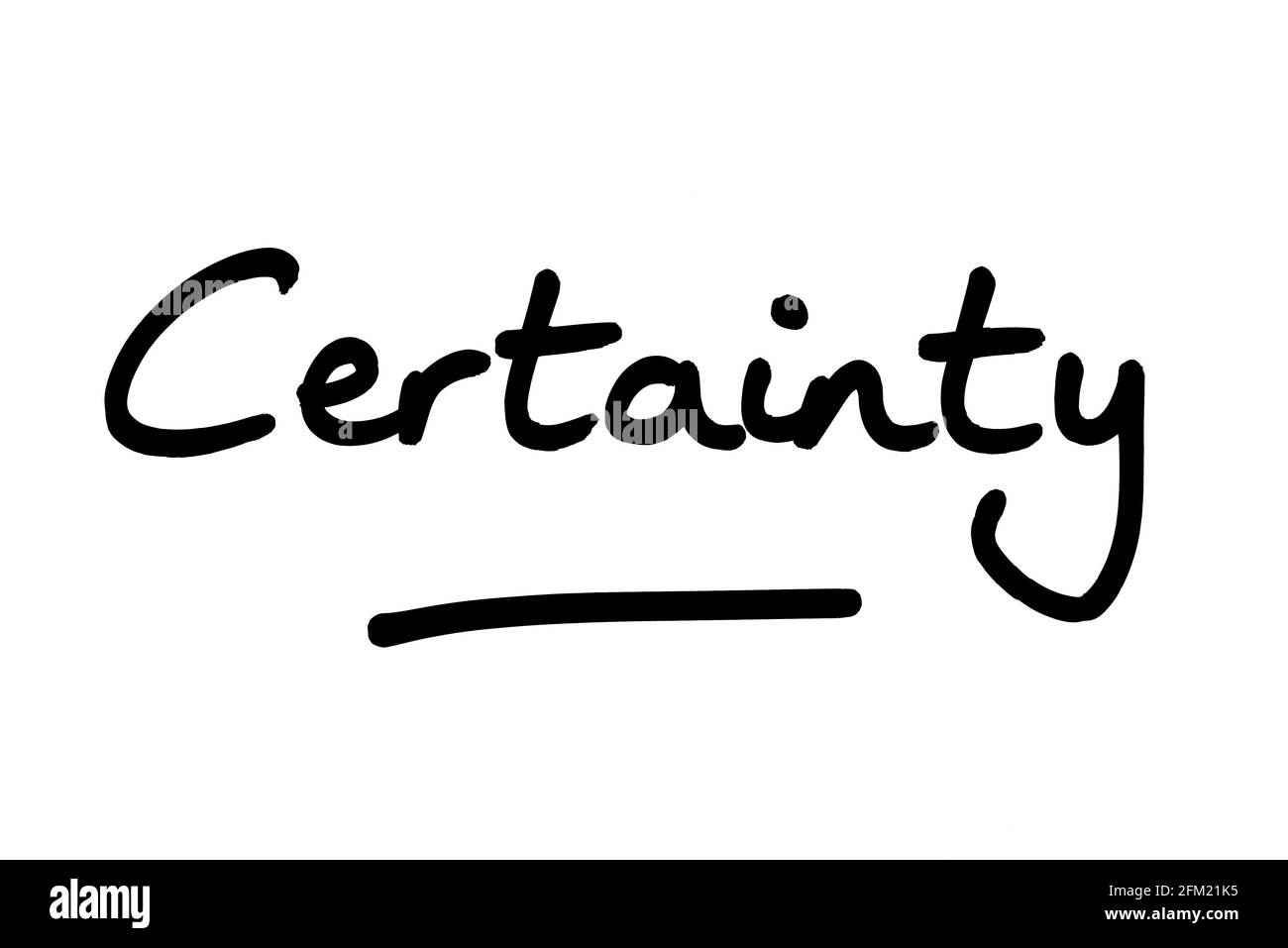 Certainty, handwritten on a white background Stock Photo - Alamy