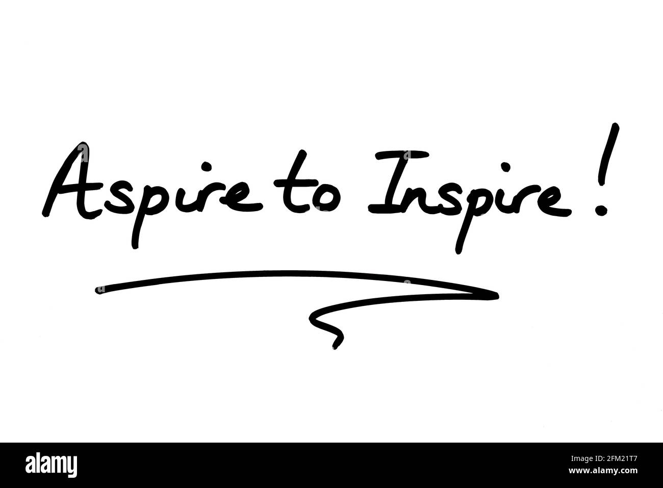 Aspire to Inspire! handwritten on a white background Stock Photo - Alamy