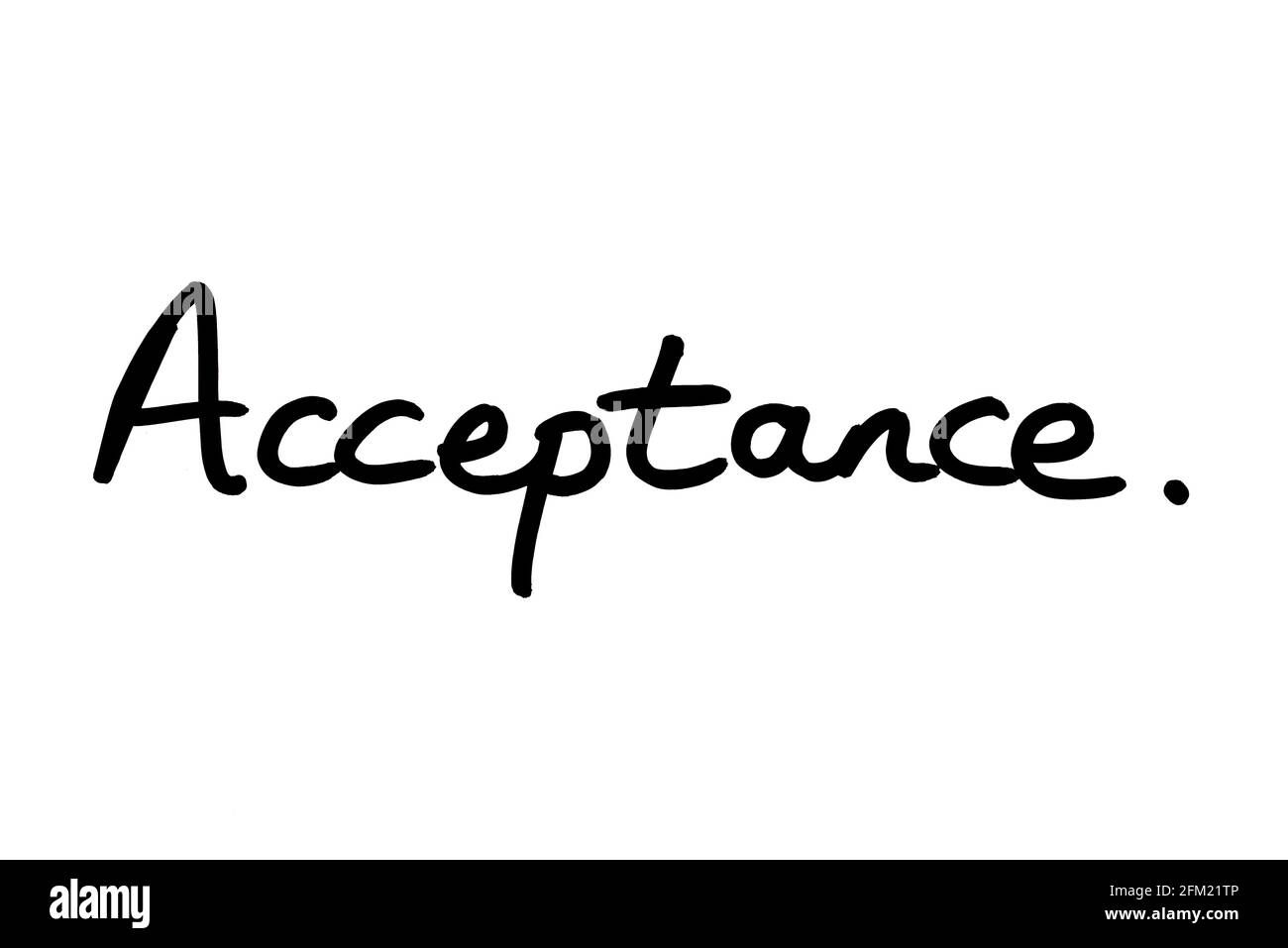 Acceptance, handwritten on a white background Stock Photo - Alamy