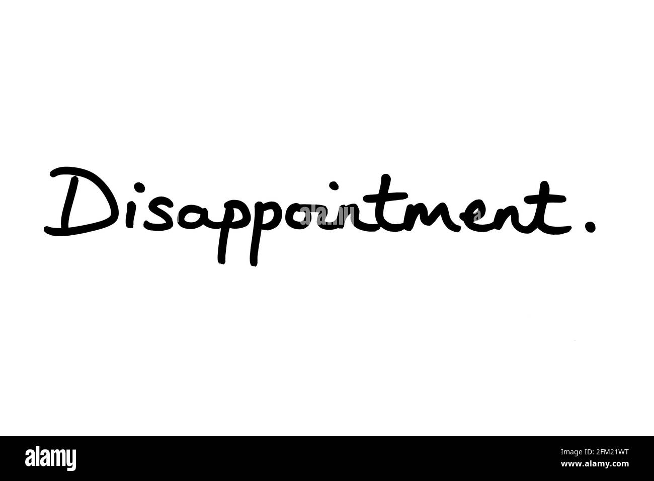 Disappointment, handwritten on a white background Stock Photo - Alamy