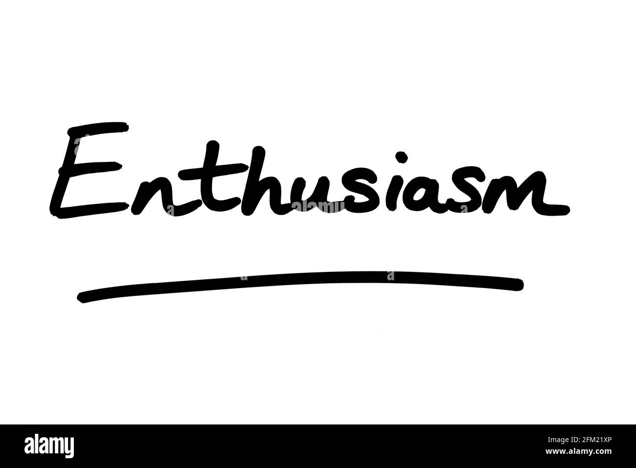 Enthusiasm, handwritten on a white background Stock Photo - Alamy