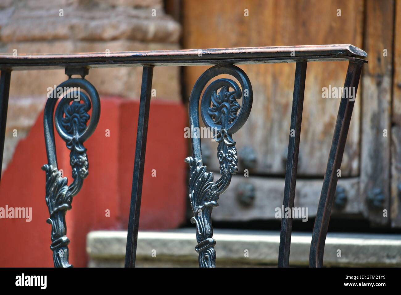 Spanish Colonial house handcrafted wrought iron balcony railing in the ...