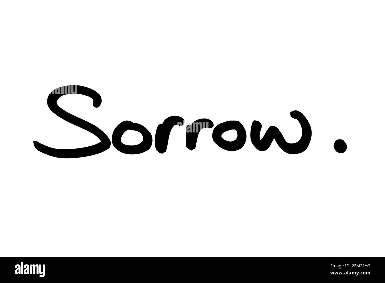 Sorrow, handwritten on a white background Stock Photo - Alamy