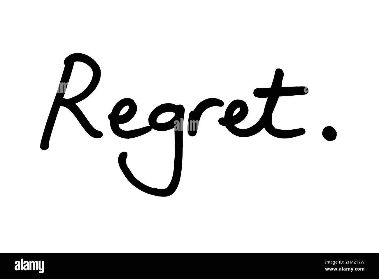 Regret, handwritten on a white background Stock Photo - Alamy