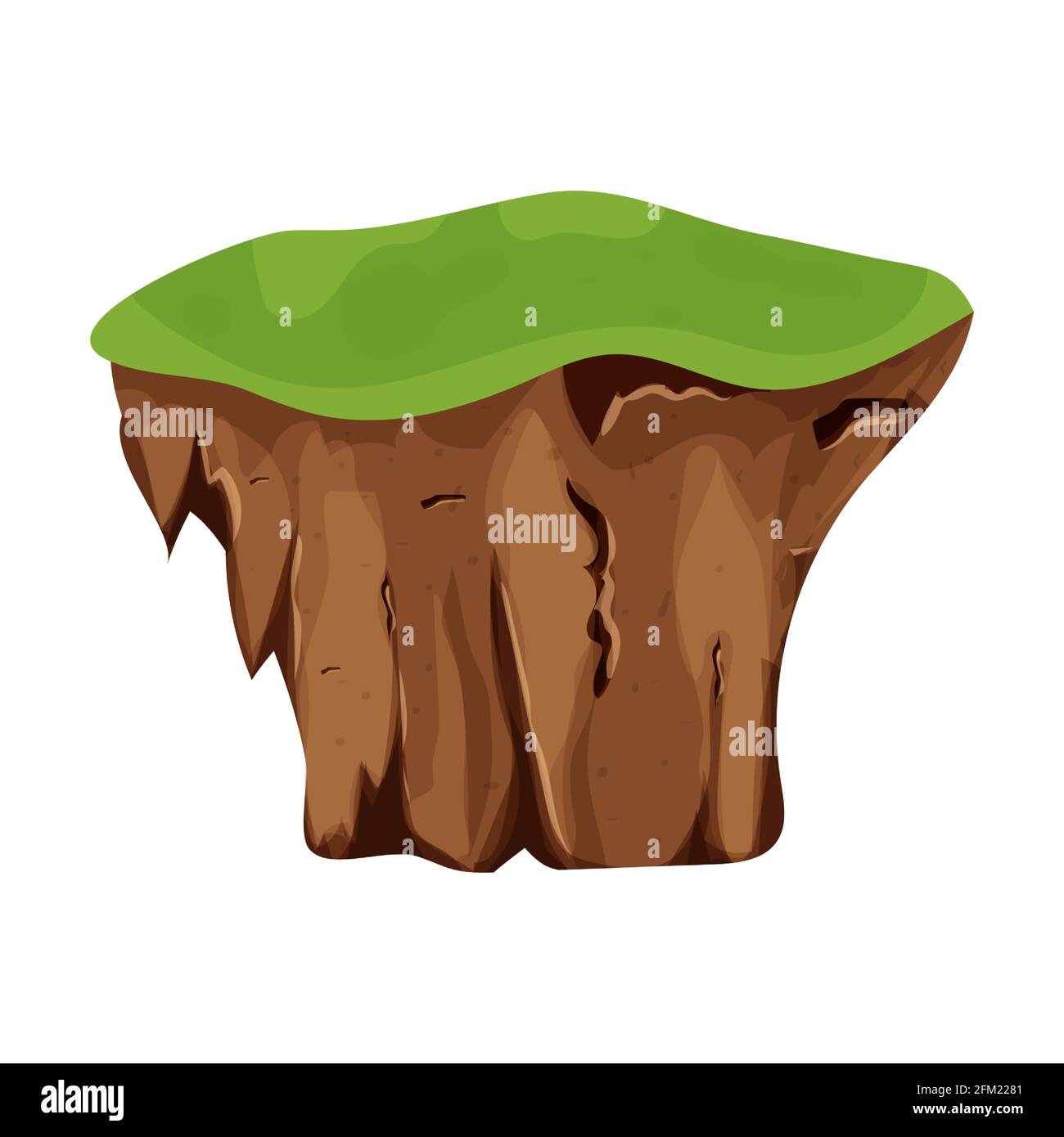 Flying Island with ground and grass isolated on white background ...