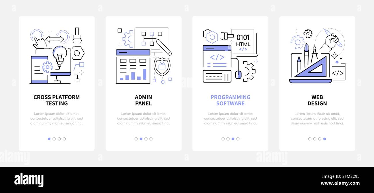 Web development - modern line design style web banners Stock Vector ...