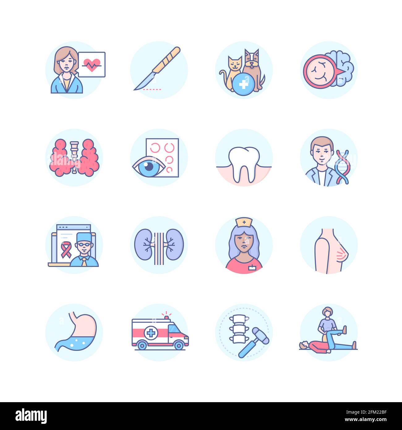 Medical professions - line design style icons set Stock Vector Image ...