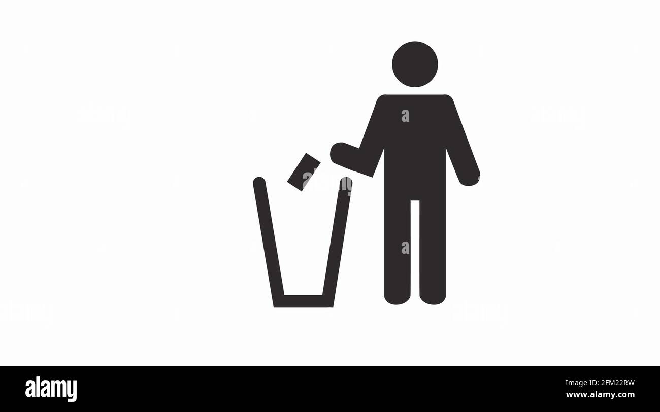 Litter sign. Litter icon. Black and white isolated illustration Stock ...