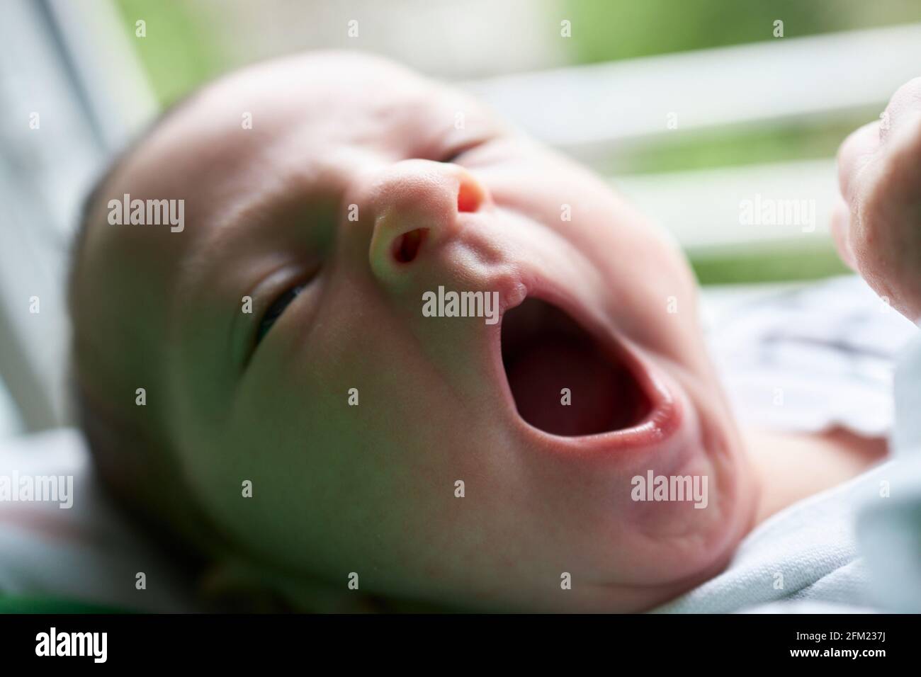 Small newborn baby yawning Stock Photo - Alamy