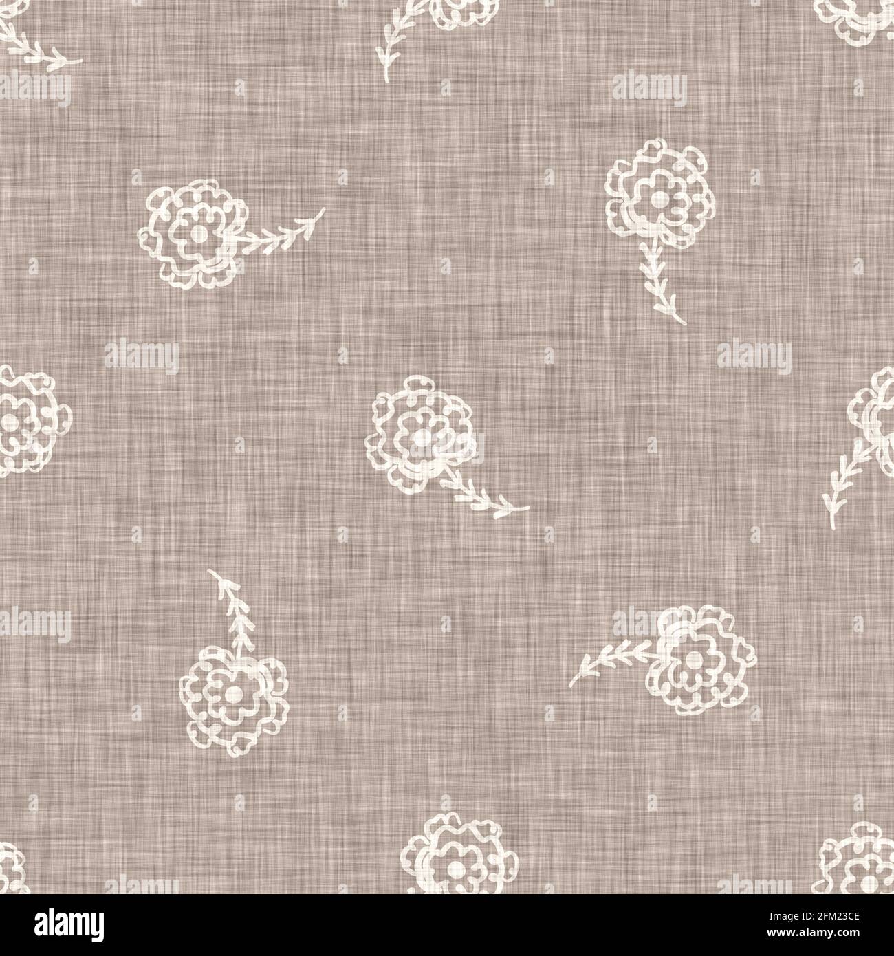 Seamless minimalist doodle flower pattern background. Calm two tone ...