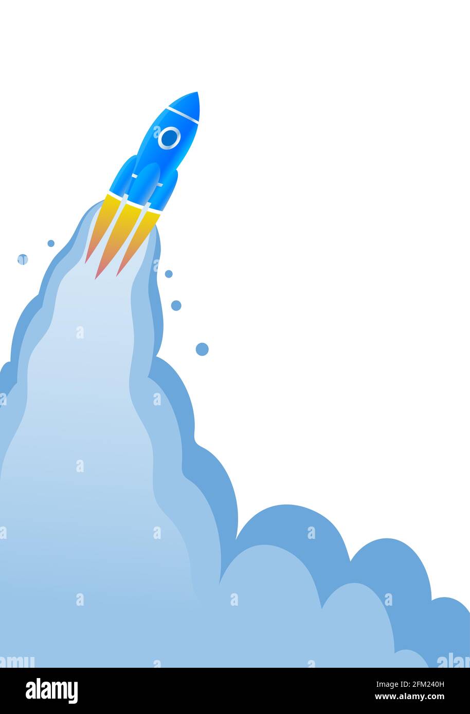 A space rocket with a window flies high to the stars. Behind it is a ...