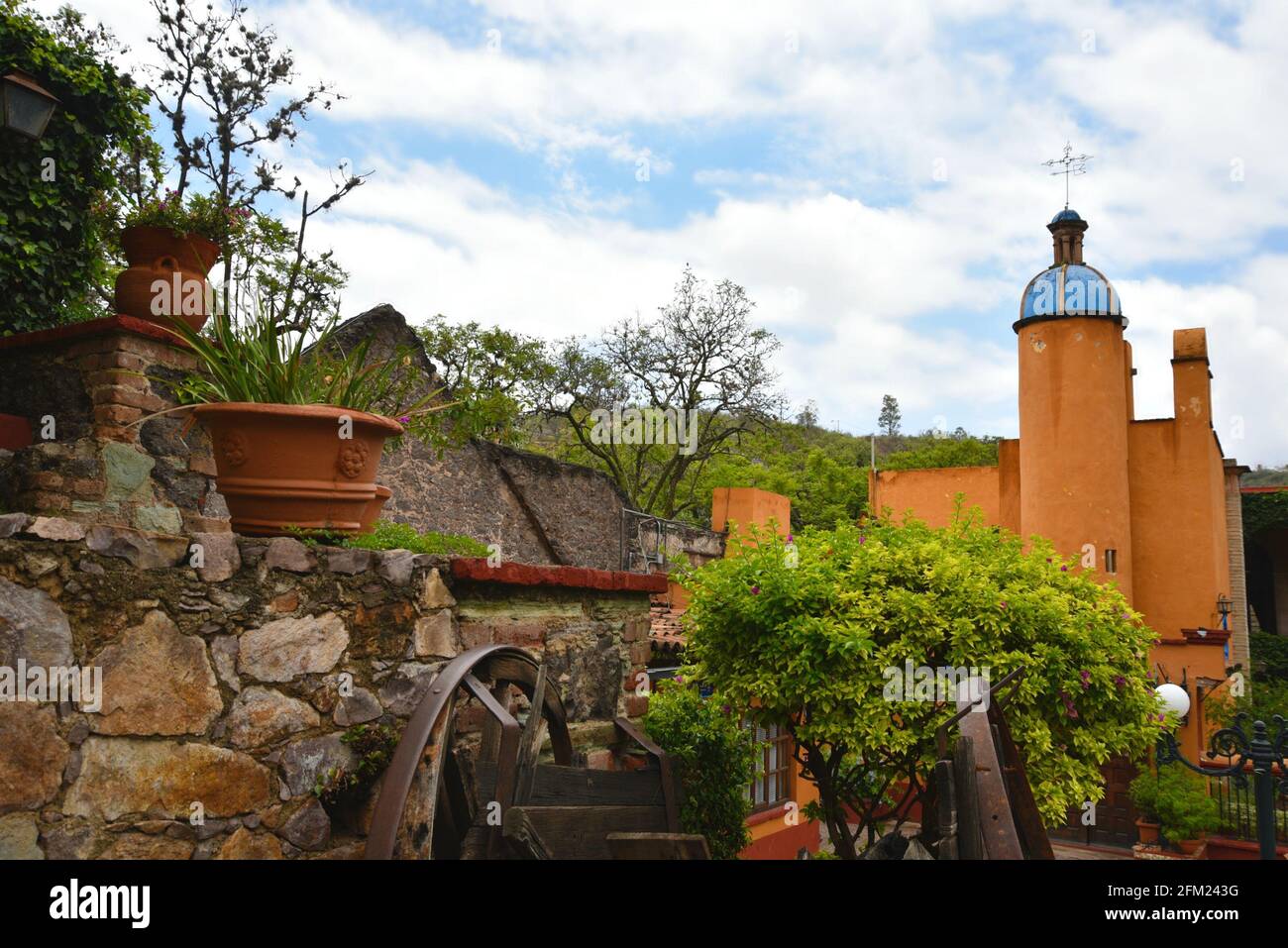 Landscape with scenic view of the Spanish Gothic style chapel on the ...