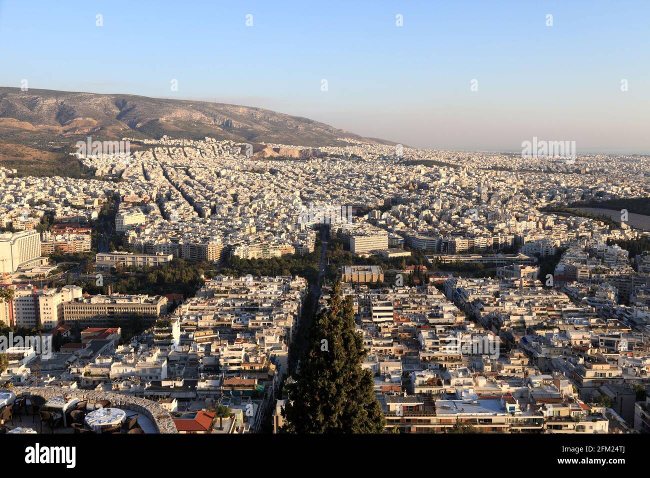 Aerial residential buildings from mount lycabettus in athens hi-res ...