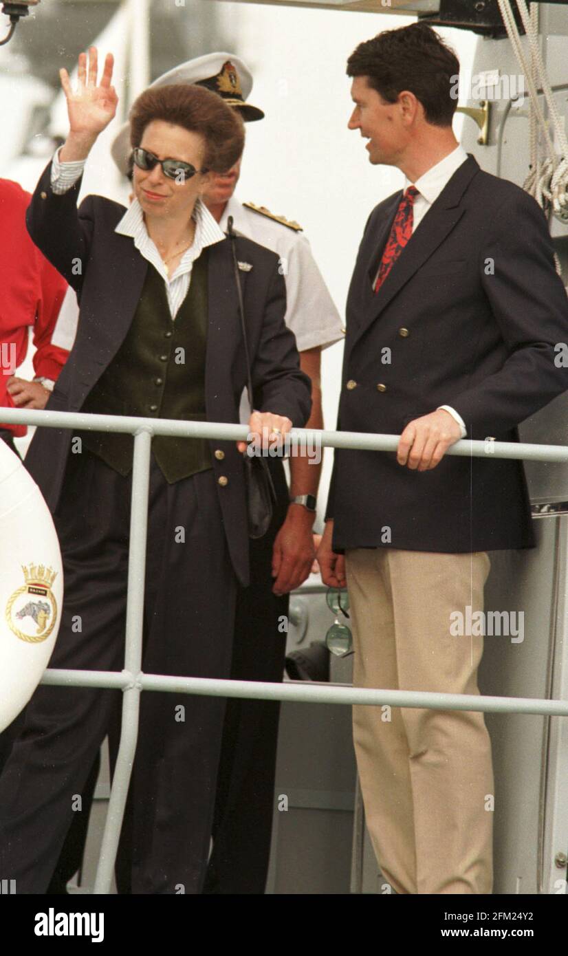 PRINCESS ANNE ENJOYS AND TIM LAWRENCE ENJOY A CRUISE AROUND PORTSMOUTH ...