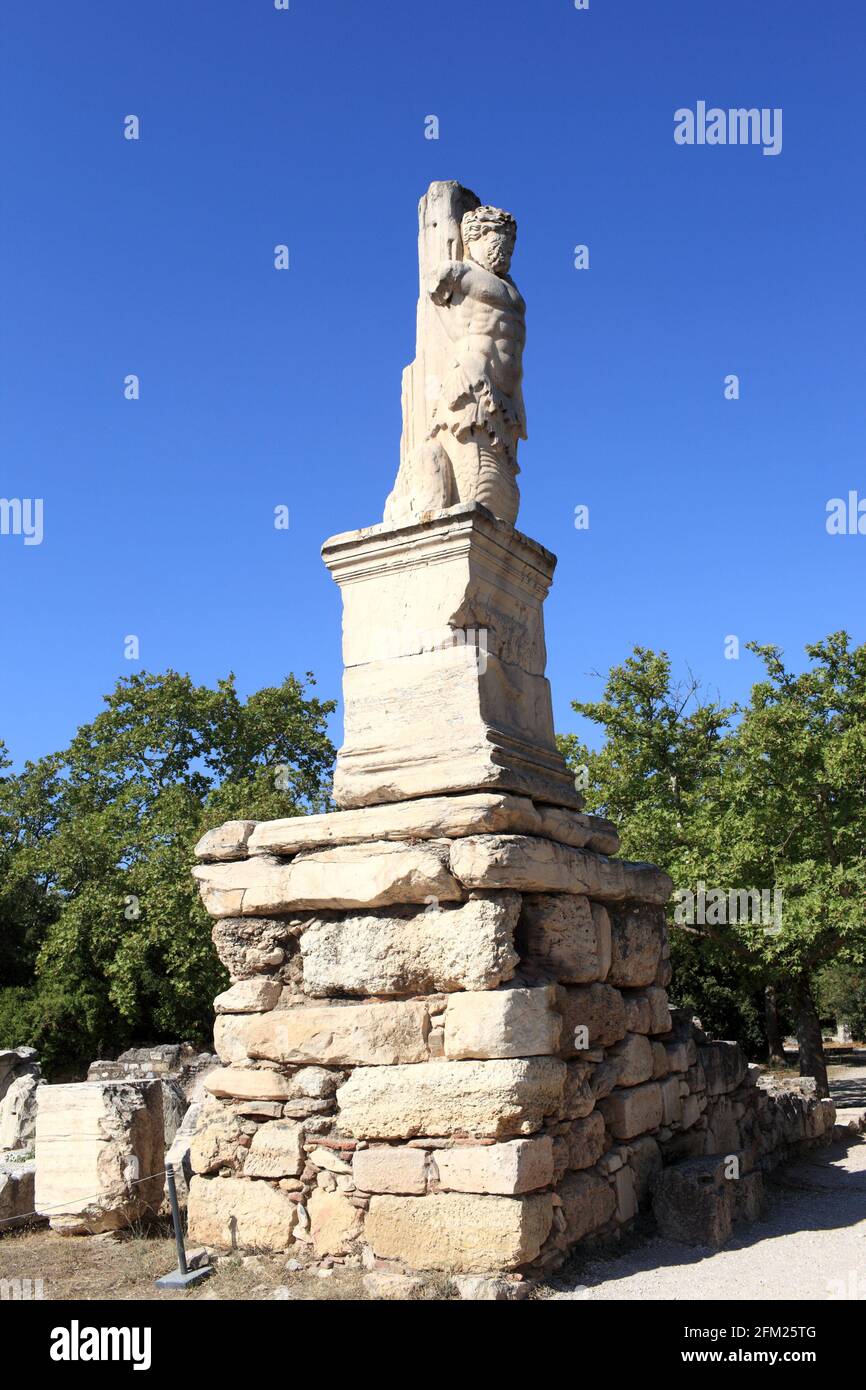 Statue of triton in the Odeion of Agrippa, Athens, Greece Stock Photo ...