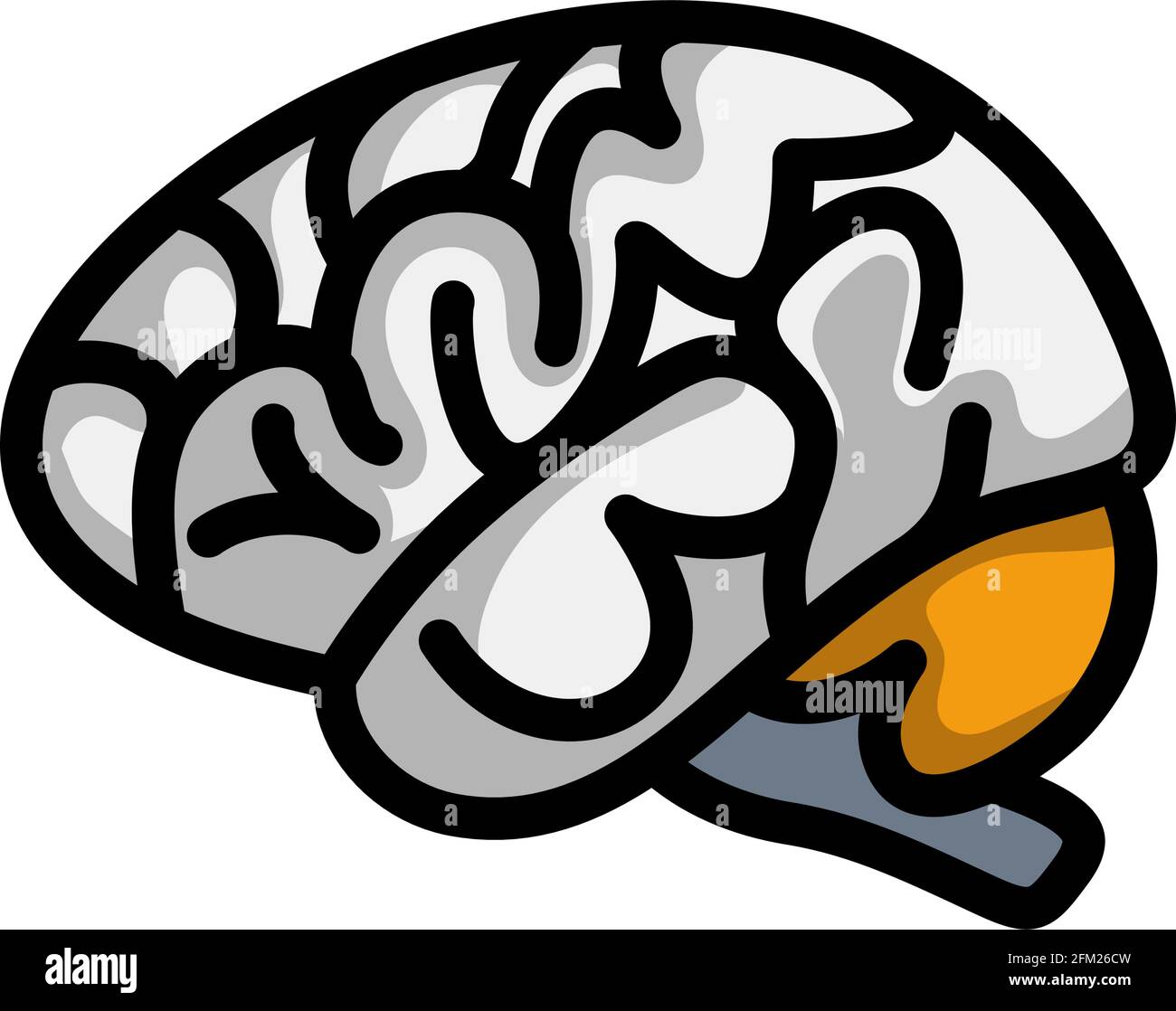 Brain Icon. Editable Bold Outline With Color Fill Design. Vector ...