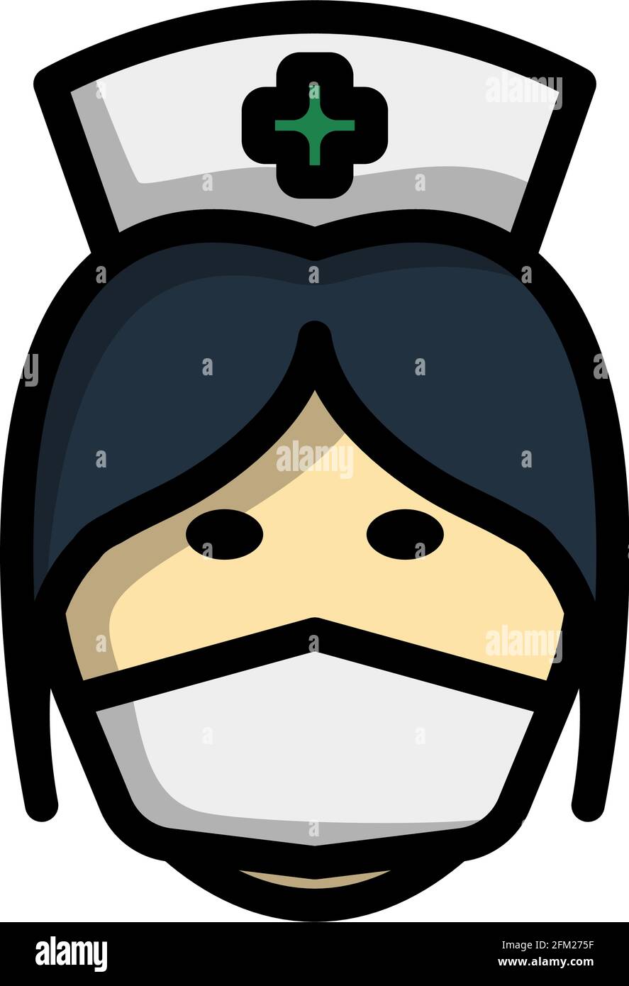 Nurse Head Icon. Editable Bold Outline With Color Fill Design. Vector ...