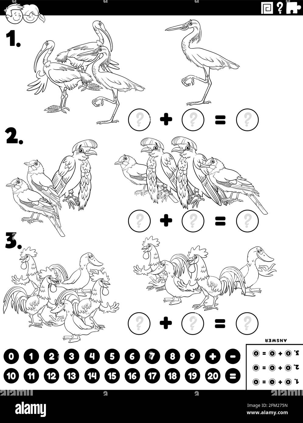 Black and White cartoon illustration of educational mathematical ...