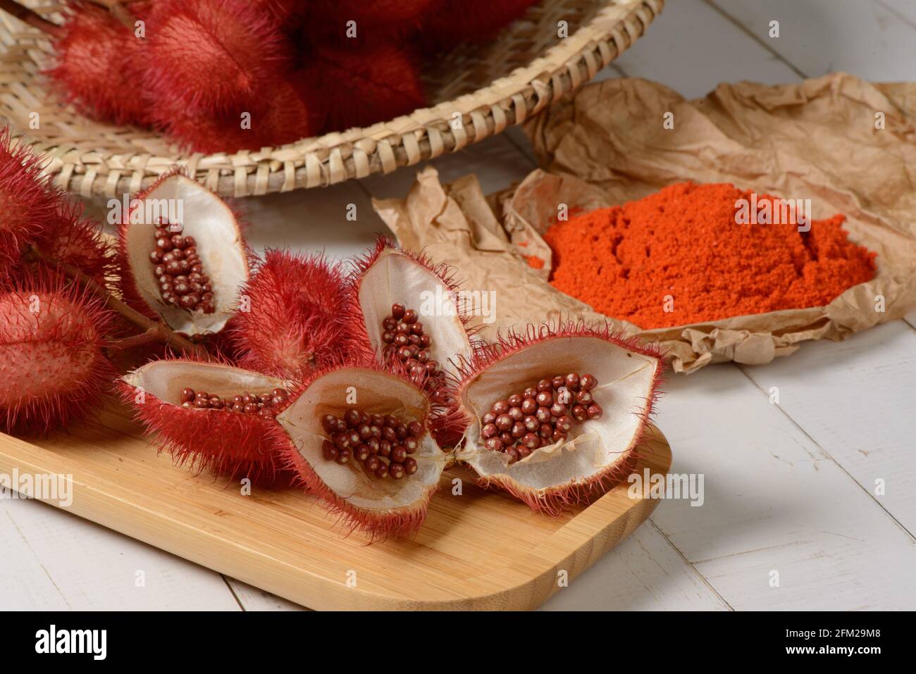 Annatto (Urucum). Its seeds are used as a natural food coloring Stock ...