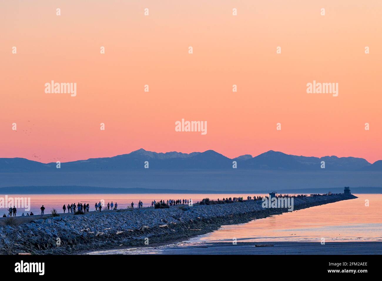 Sunset stroll on Iona Jetty, Iona Beach Regional Park, Richmond ...
