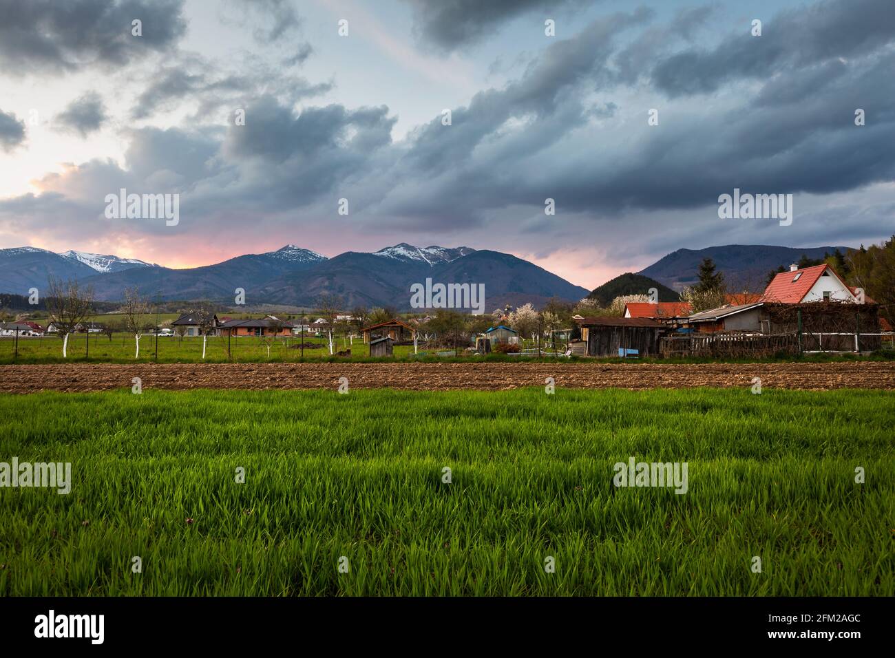 View of Ratkovo village and Mala Fatra mountains, Slovakia Stock Photo ...