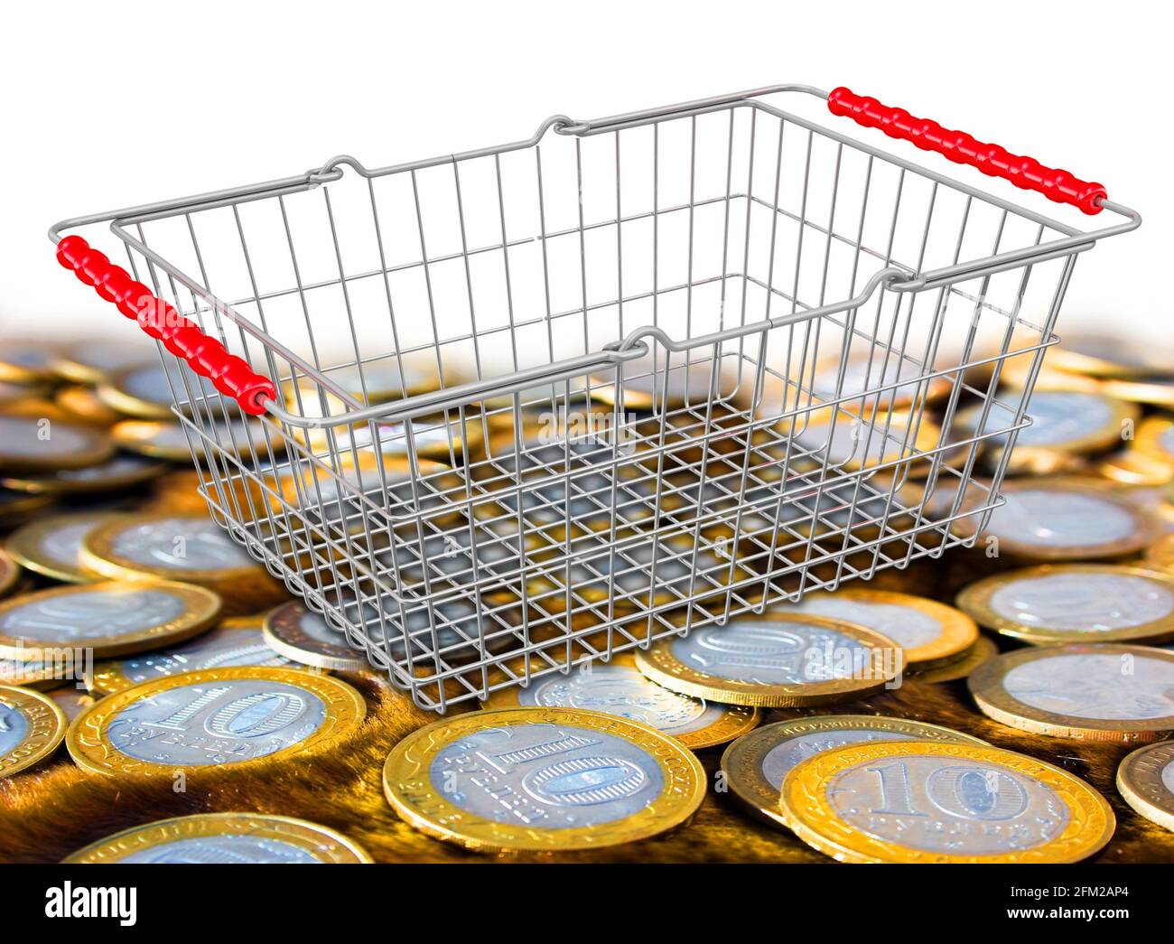 Purchase of apartments. Empty shopping basket on the surface with ...
