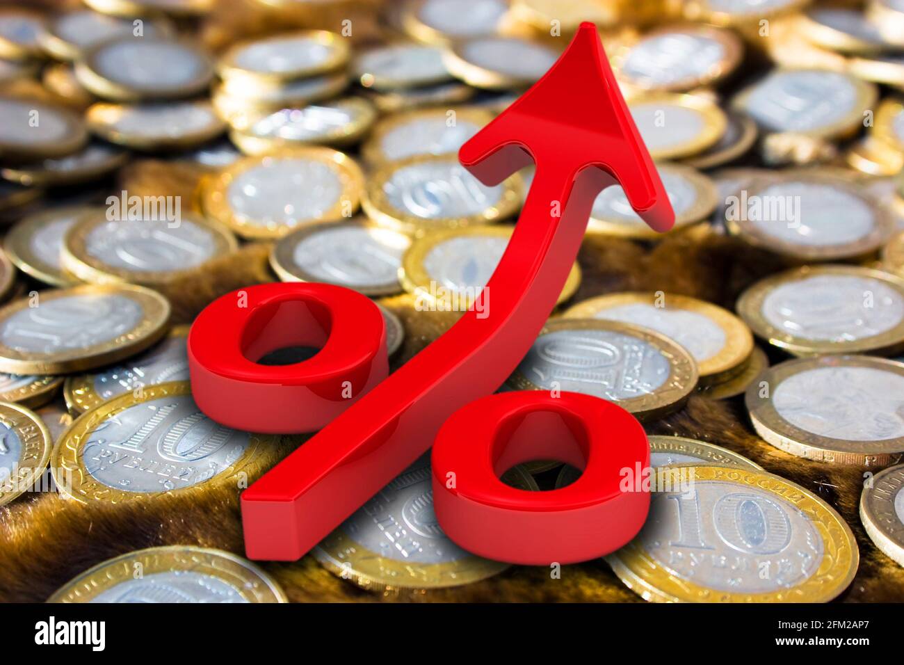 Symbol of growing interest. The symbol of the red rising percentage ...