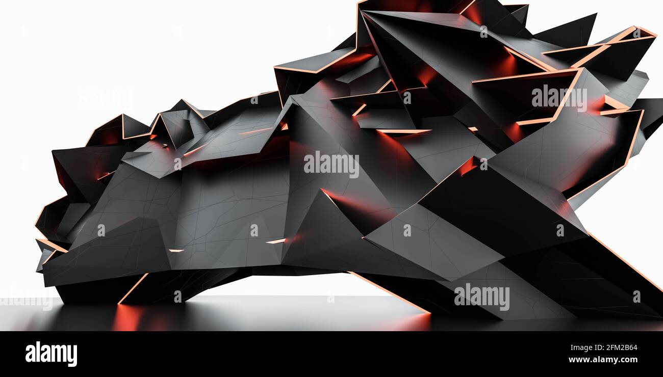 black hi-tech digital technology concept building with black surface ...