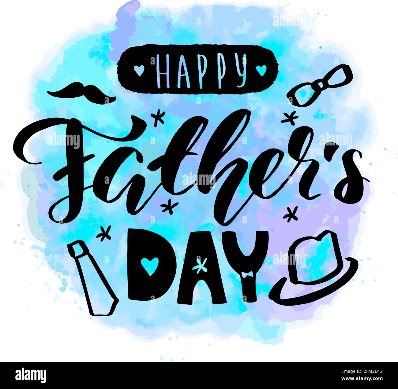 Happy father's day lettering calligraphy card. Vector greeting ...