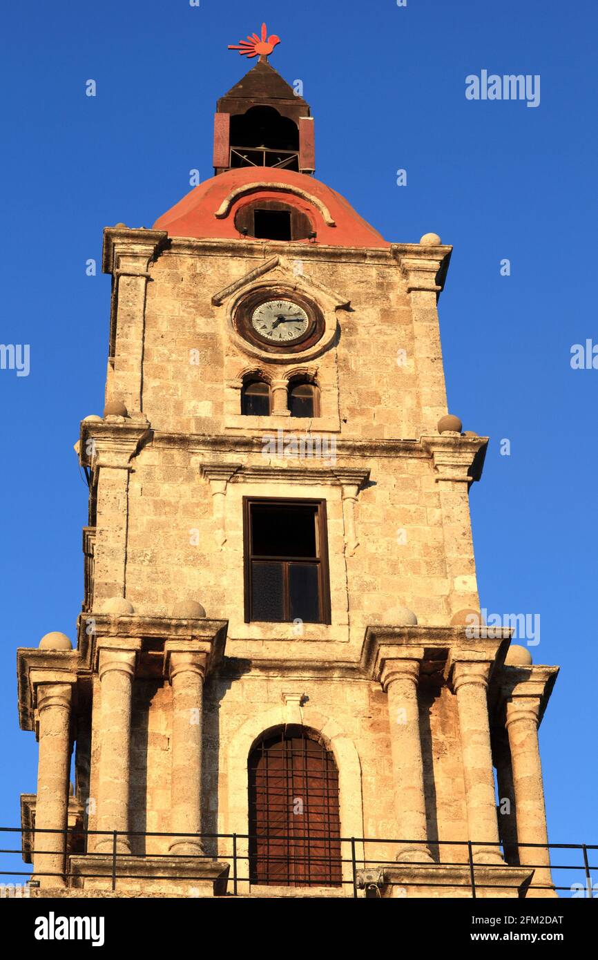Clock tower in sunset. It is a byzantine structure that was originally ...