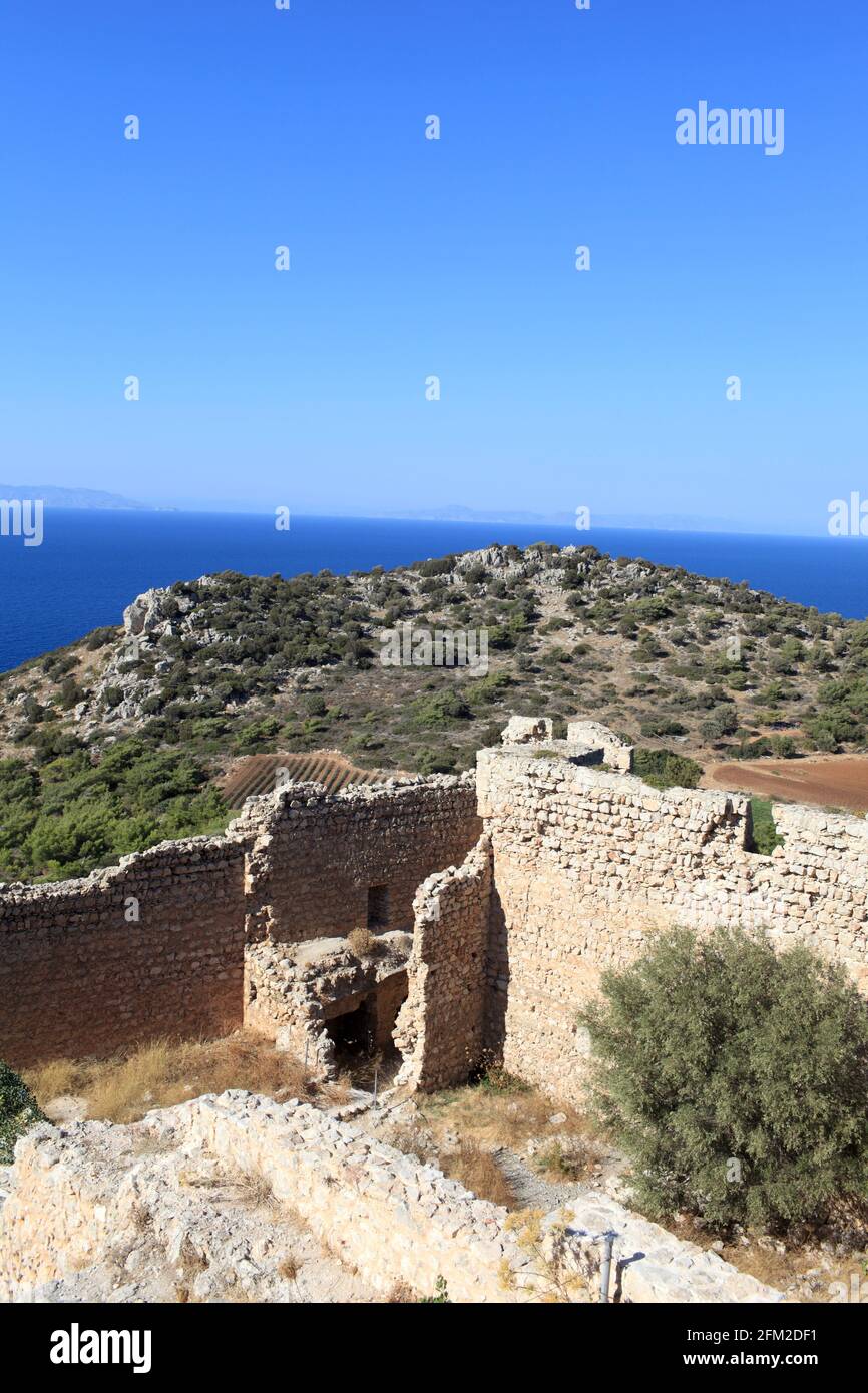Ruins castle of Monolithos in summer, Rhodes, Greece Stock Photo - Alamy