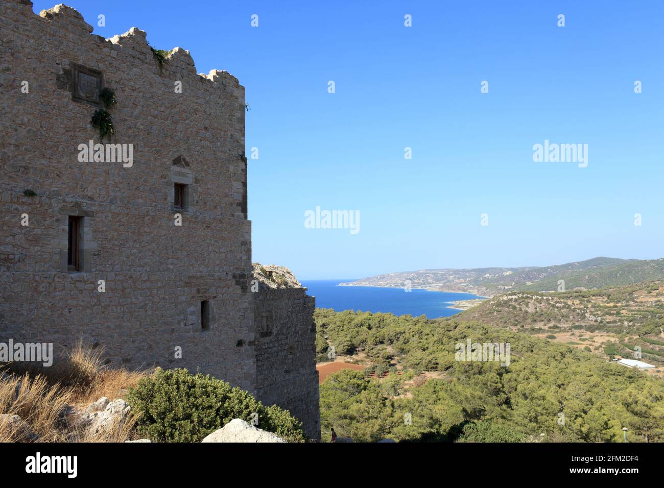 Wall castle of Monolithos in summer, Rhodes, Greece Stock Photo - Alamy
