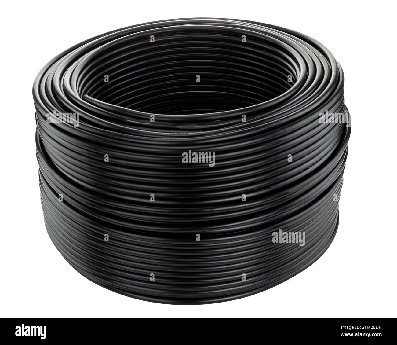 Black cable reel isolated on white background Stock Photo - Alamy