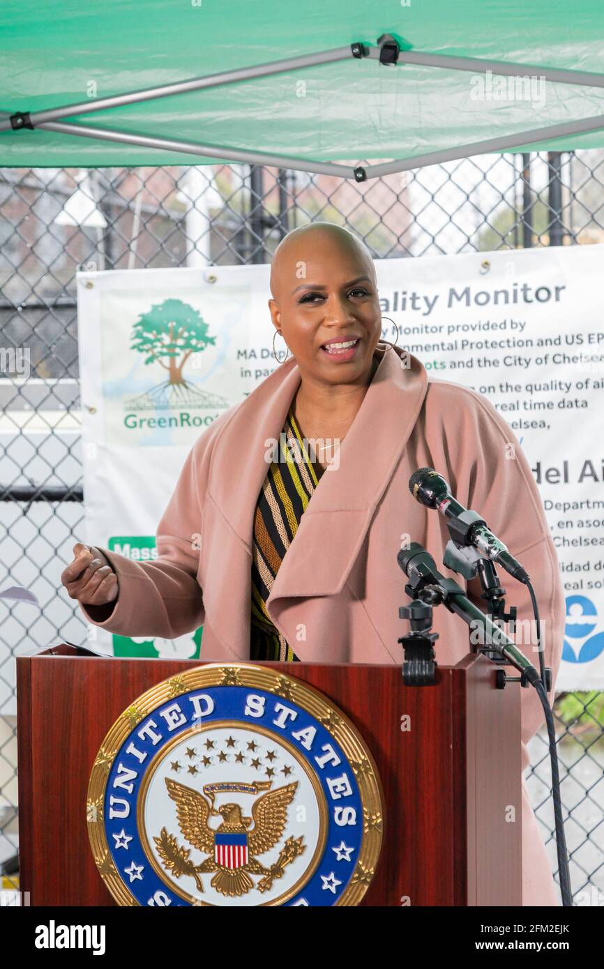 May 4, 2021. Chelsea, MA. Senator Markey and Congresswoman Pressley ...