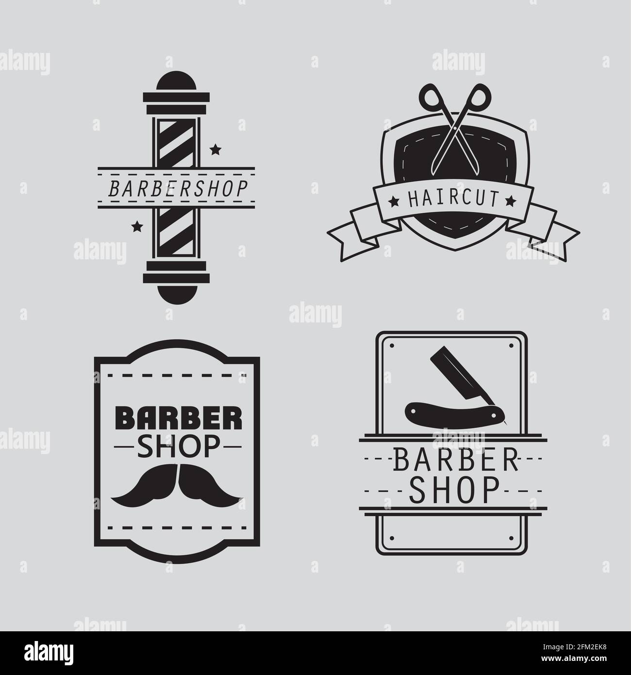 barber shop labels retro set Stock Vector Image & Art - Alamy