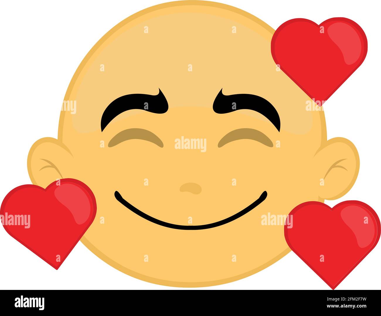 Vector Illustration Of The Face Of A Yellow Bald Cartoon Character In