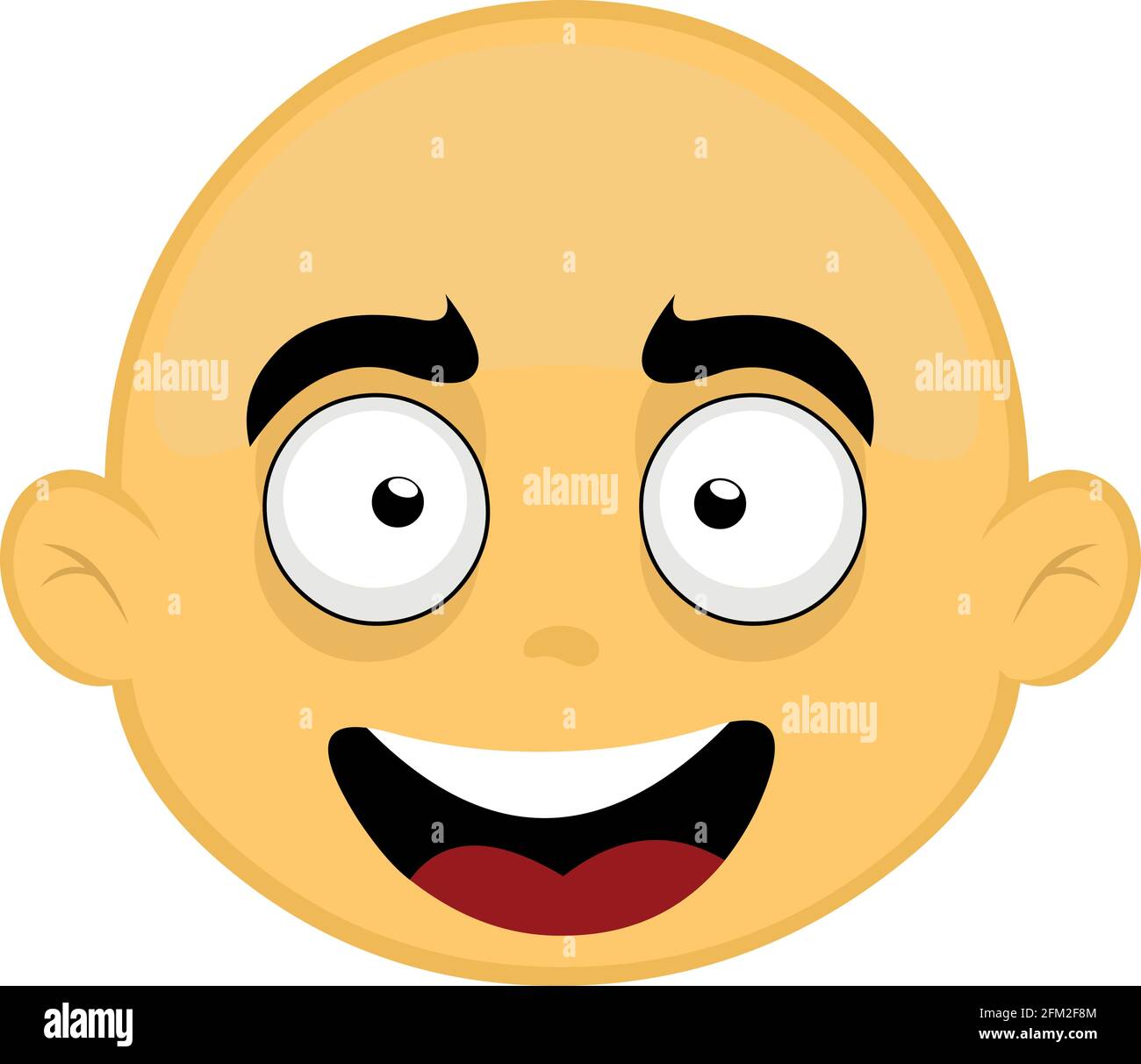 Vector illustration of the face of a bald and yellow character, with a ...