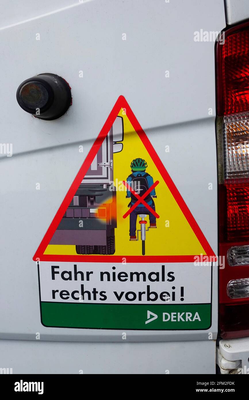 Sticker of Dekra, Never pass right Stock Photo - Alamy