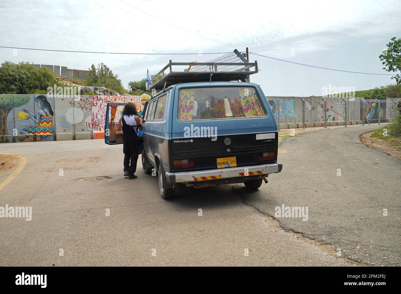 SHTULA, ISRAEL - Apr 30, 2021: old blue vw transit van on Israel ...