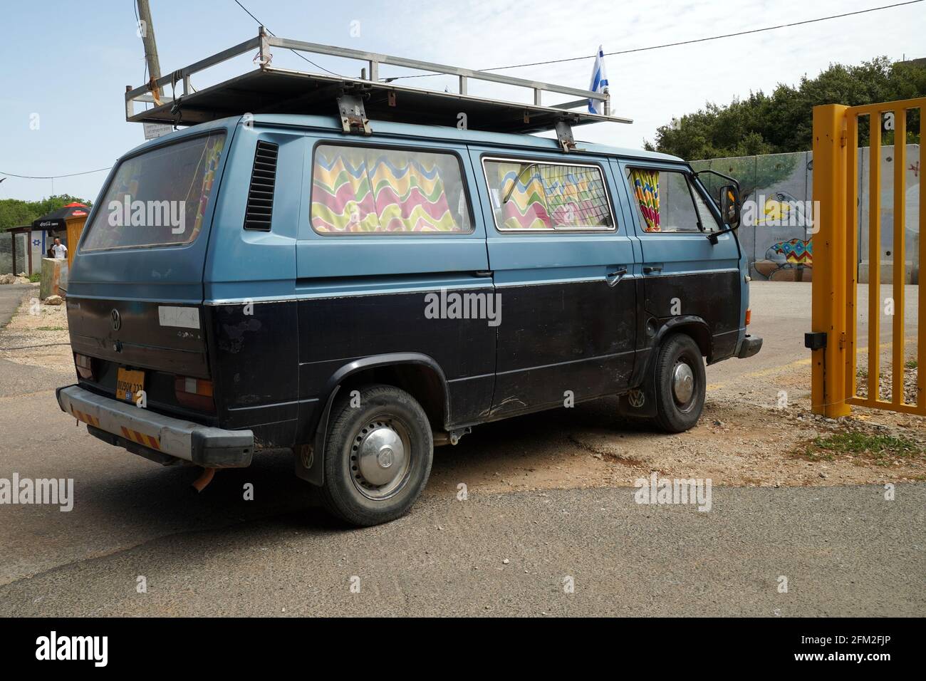 SHTULA, ISRAEL - Apr 30, 2021: old blue vw transit van on Israel ...